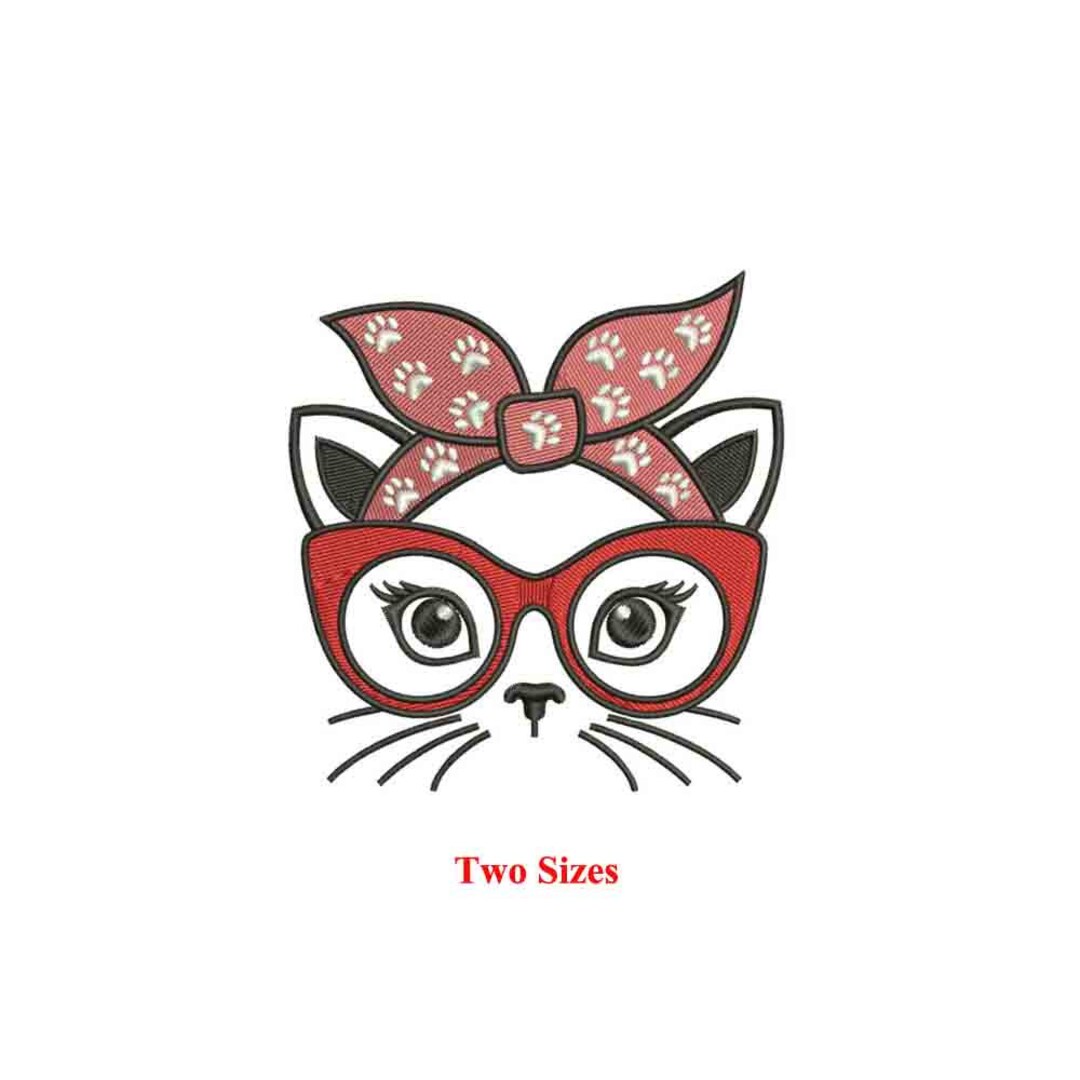 Crazy Cat Face With Bandana Machine Embroidery Design / Pussy Cat / Cat ...