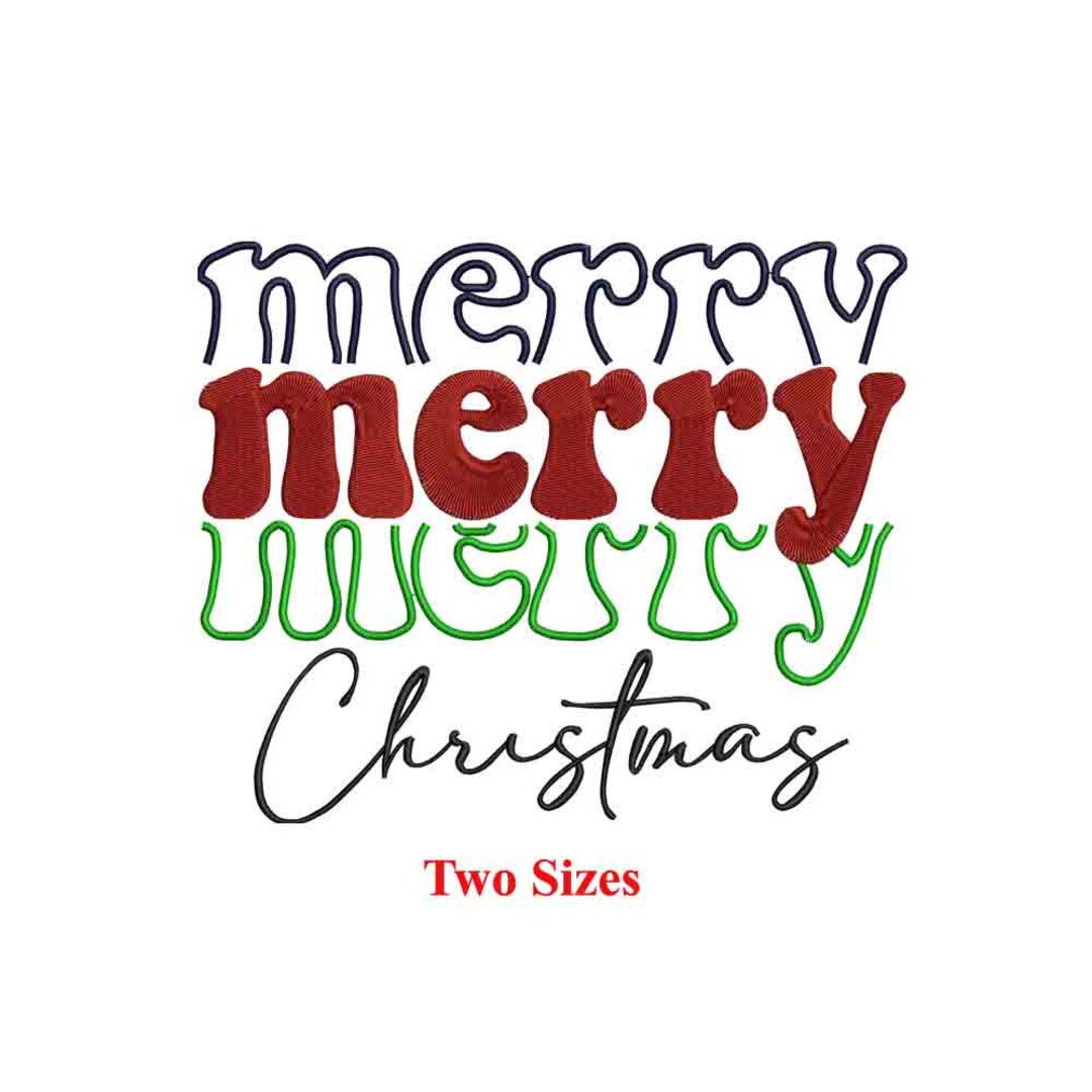 Merry Merry Christmas Machine Embroidery Design | Festive Christmas ...