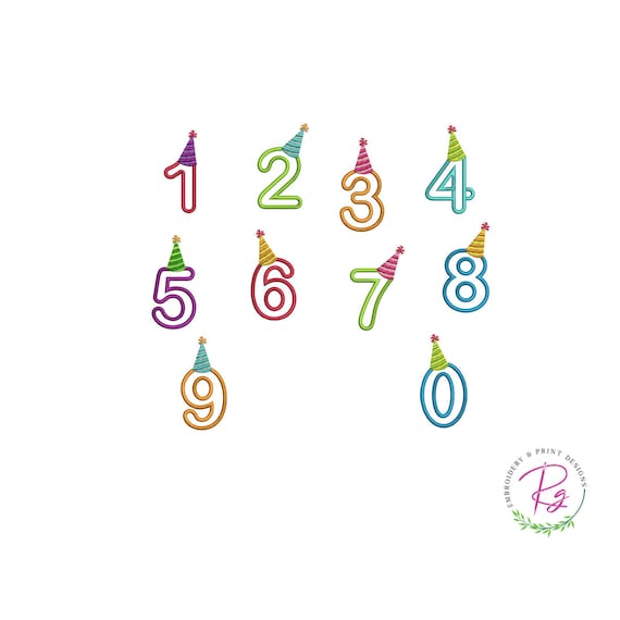 Applique Birthday Numbers Cap Embroidery Design / Machine - Etsy