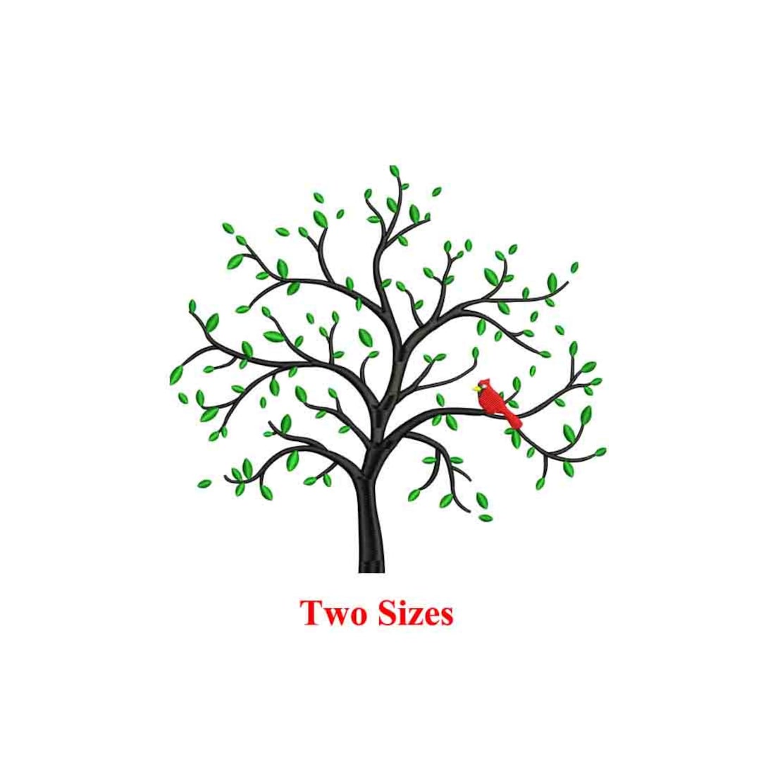 Cardinal Tree Machine Embroidery Design / Cardinal Bird / Tree / Two ...