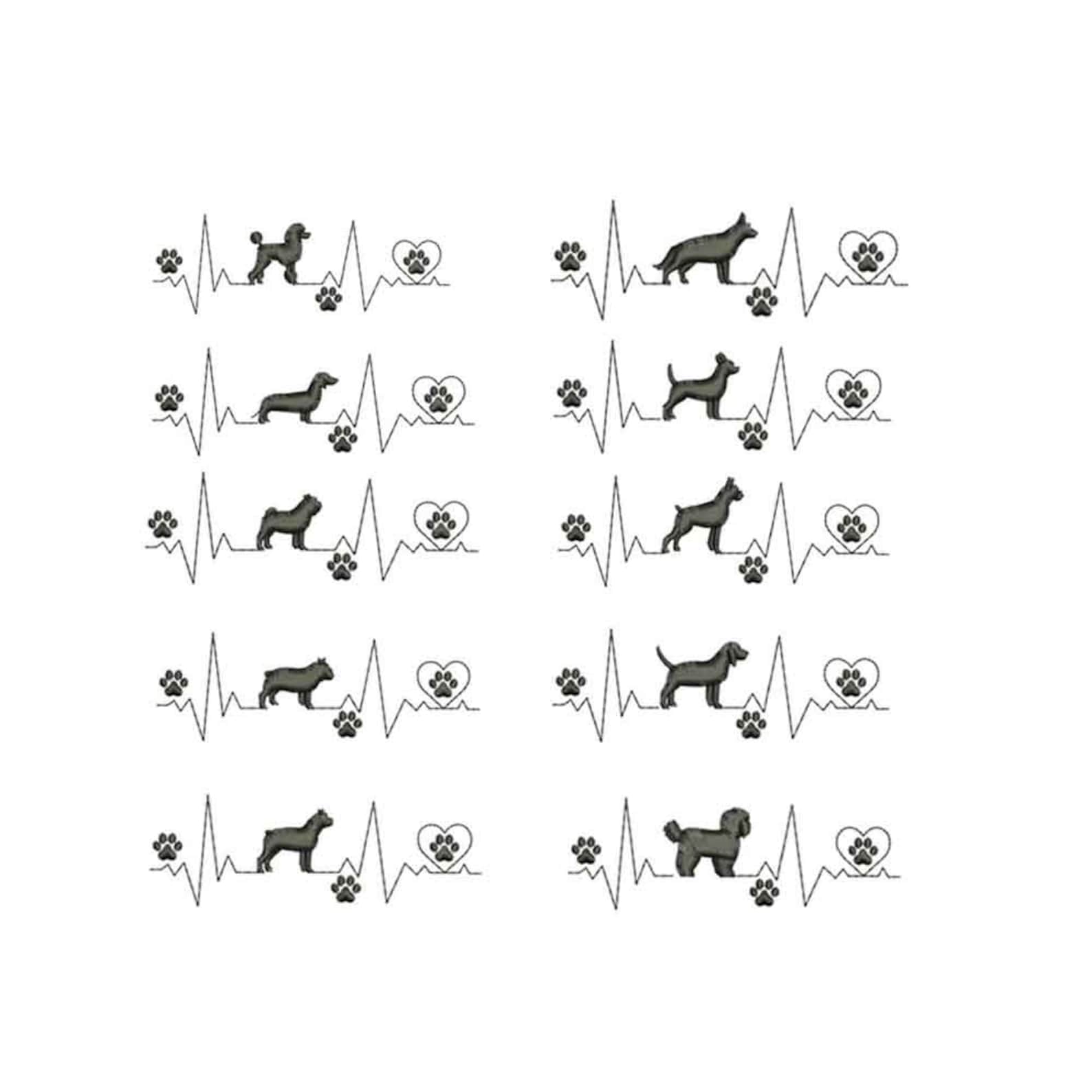 Dog Heart Beat Machine Embroidery Design / Poodle Dachshund Chihuahua ...