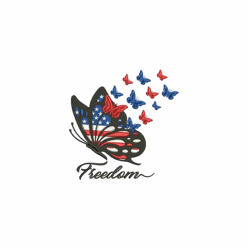 Patriotic Freedom Butterfly Machine Embroidery Design / USA Freedom ...