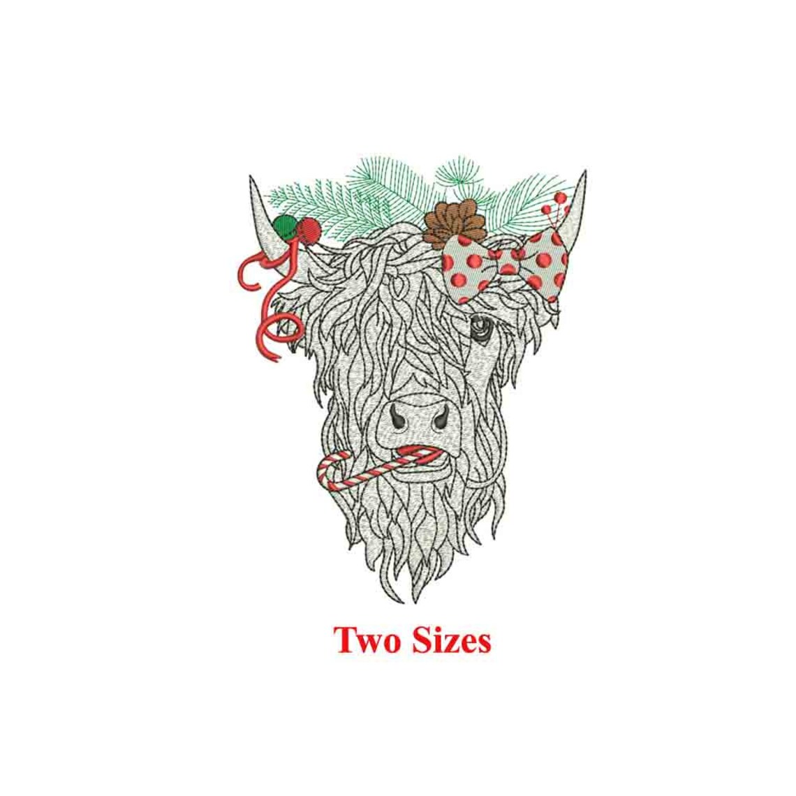 Heifer Christmas Highland Cow Machine Embroidery Design / - Etsy