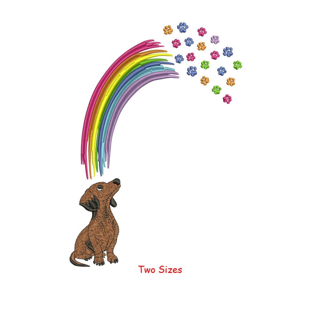 Rainbow Dachshund Bridge With Paw Machine Embroidery Design / Dachshund ...