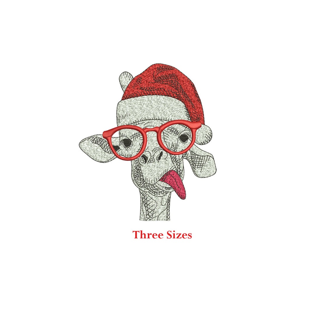 Santa Giraffe Machine Embroidery Design (digital Download) - Etsy