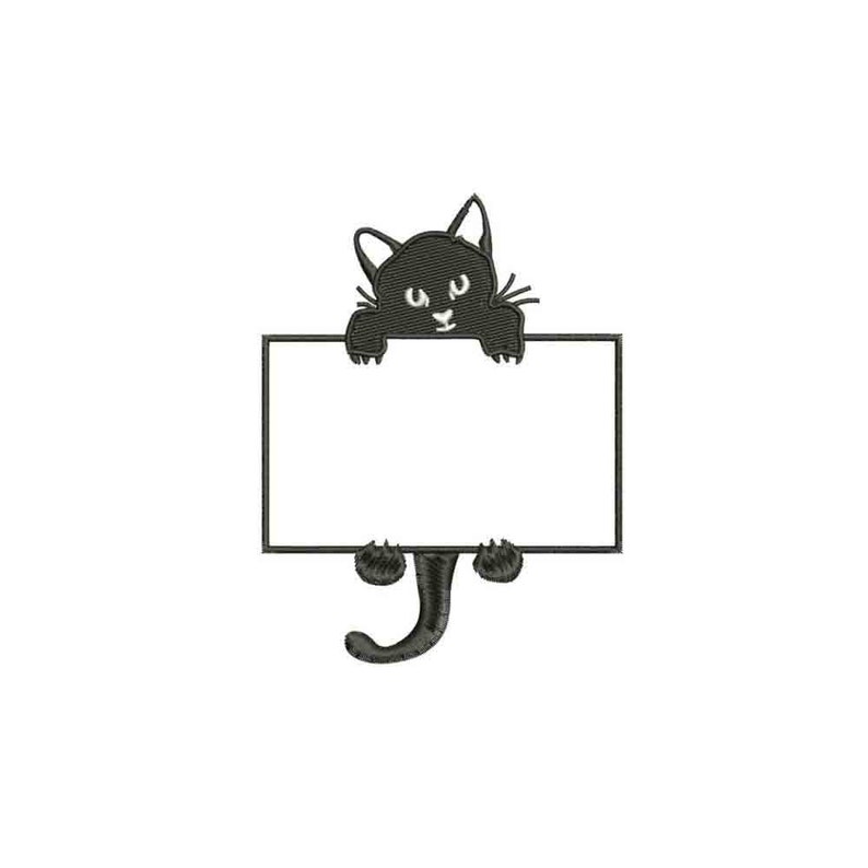 Black Cat Monogram Machine Embroidery Design / Black Cat / Cat Lovers ...