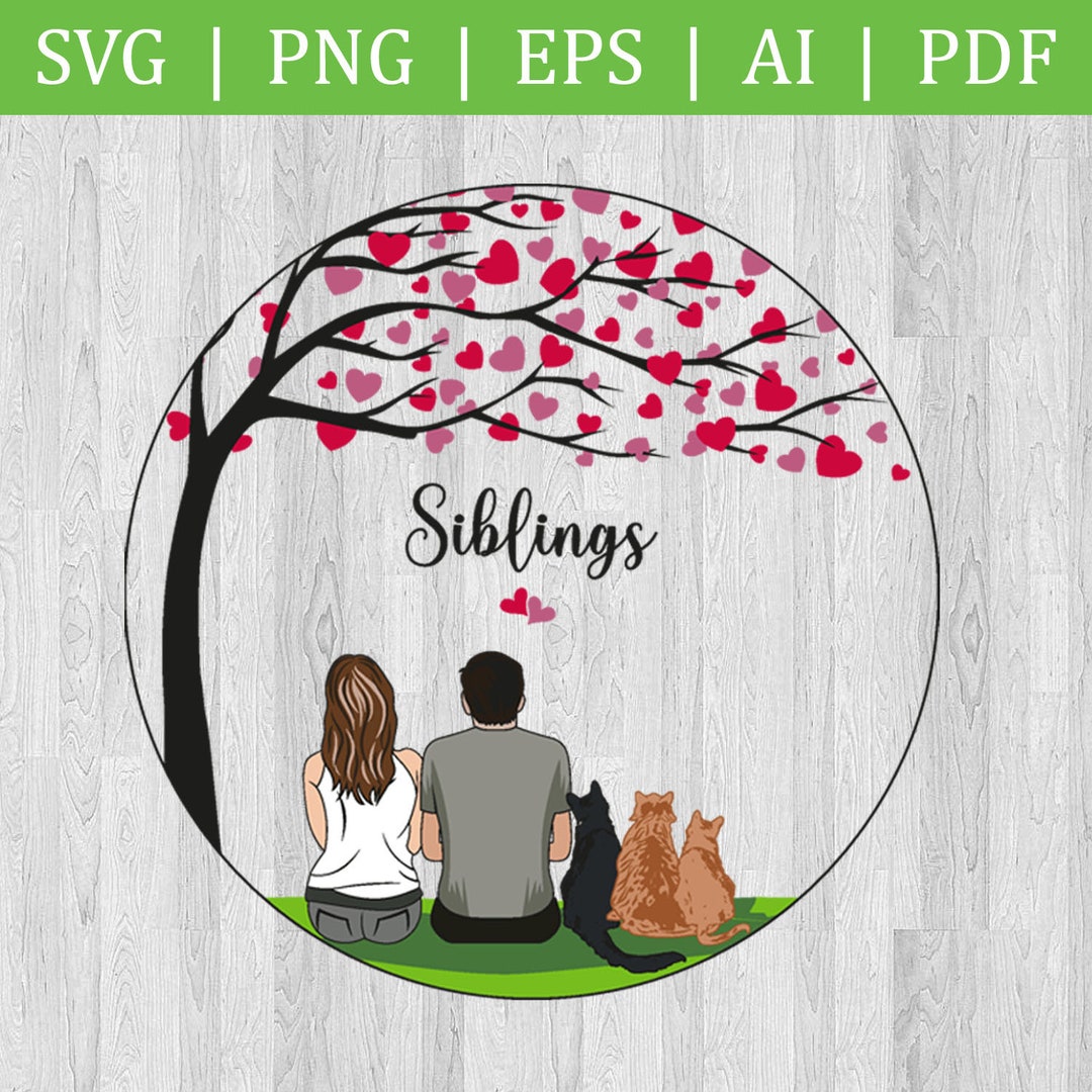 Sibling Sister and Brother Ornament Side by Side SVG Circuit File ...