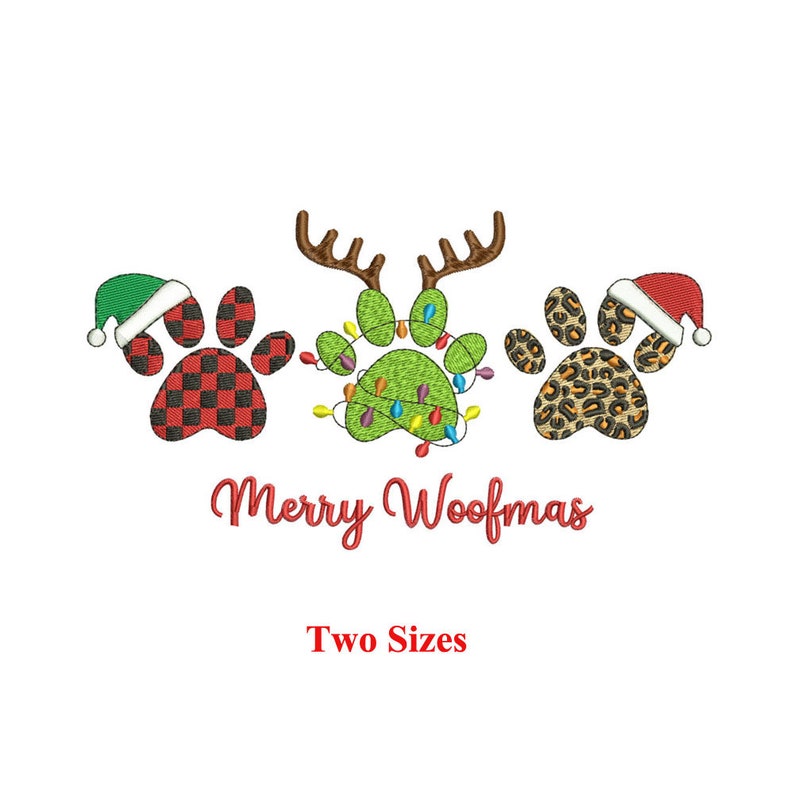 Merry Woof Mas Christmas Paw Machine Embroidery Design / Paw - Etsy