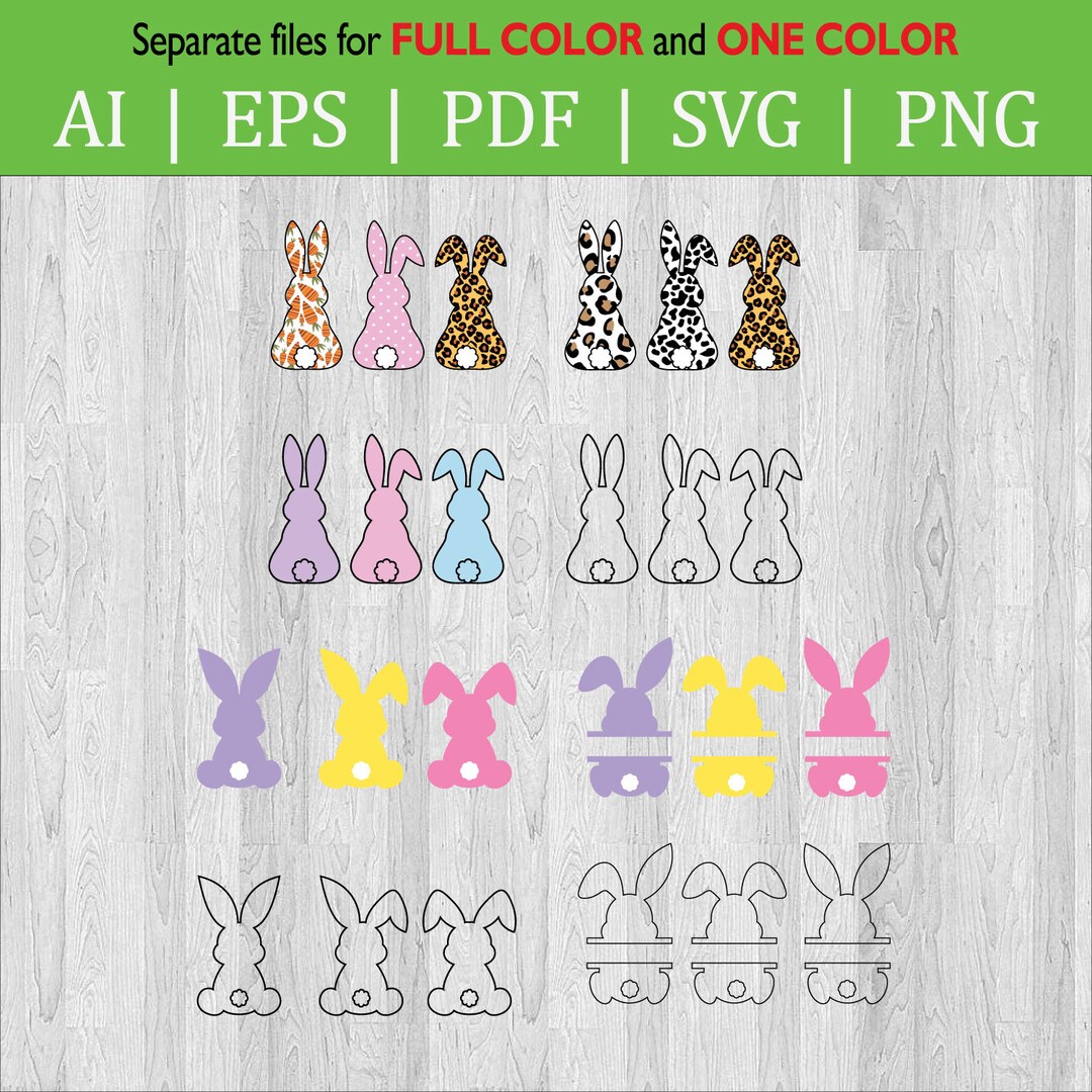 Easter Bunny SVG Cut File Bundle (PNG) - Etsy