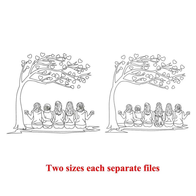 Five & Six Sister Line Art Machine Embroidery Design / Line Art ...