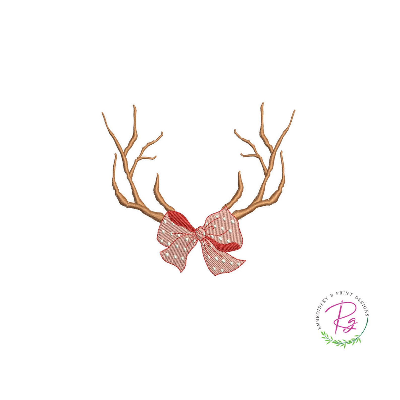 Antlers With Bow Machine Embroidery / Machine Embroidery / Deer Antler ...