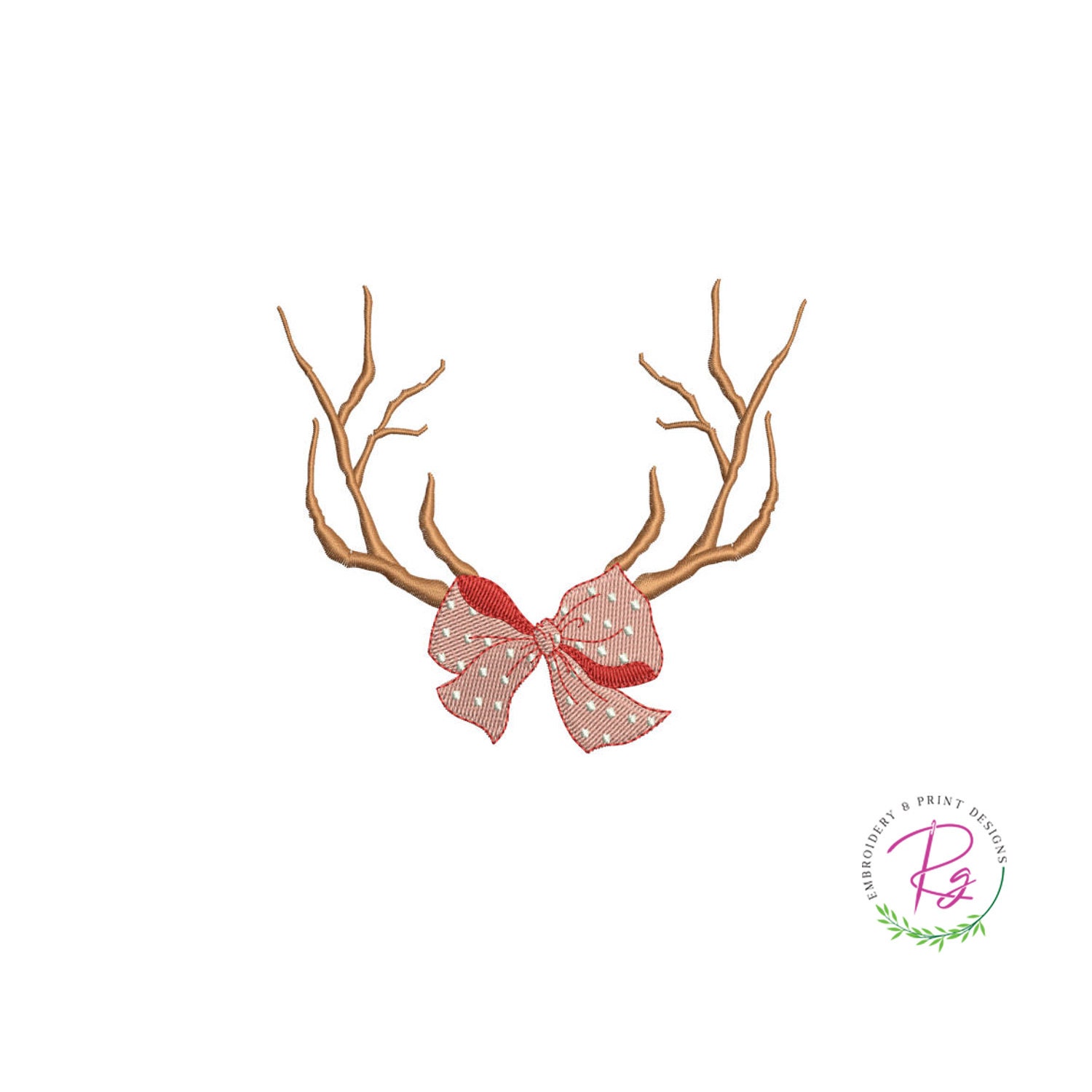 Antlers With Bow Machine Embroidery / Machine Embroidery / Deer Antler ...