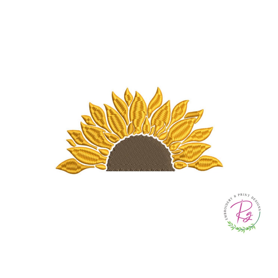 Sunflower Embroidery Machine Design | Half Yellow Sunflower | 4x4 Hoop ...