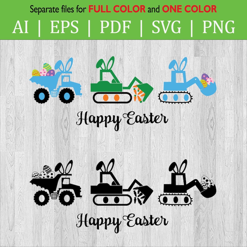 Easter Truck SVG Circuit PNG File / Three Truck With Egg & Carrot ...