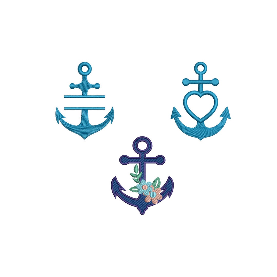 Anchor Monogram Frame & Anchor Heart Monogram Machine Embroidery Design ...