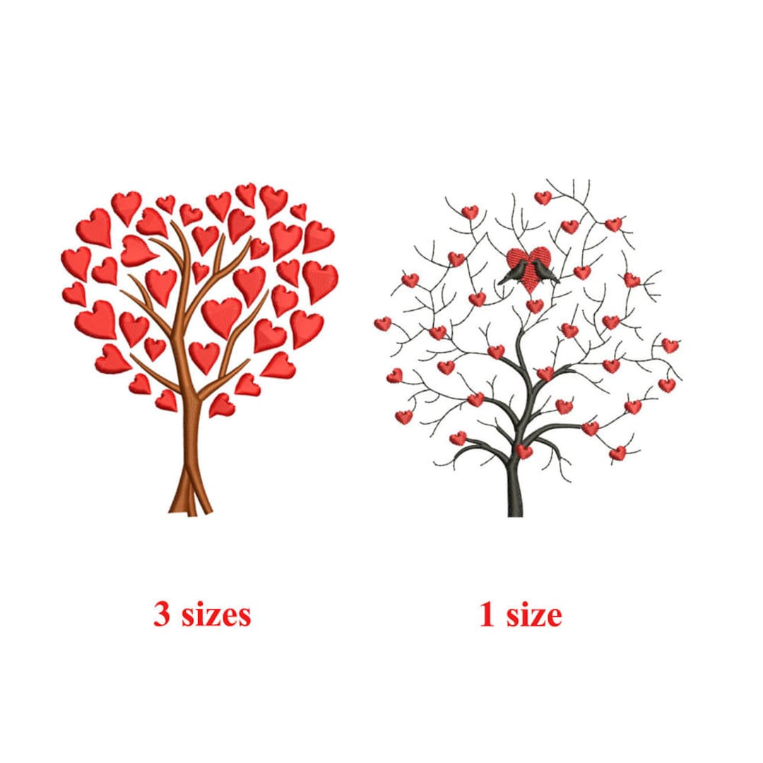 Tree Heart Love Machine Embroidery /embroidery Design / Tree Life Love ...