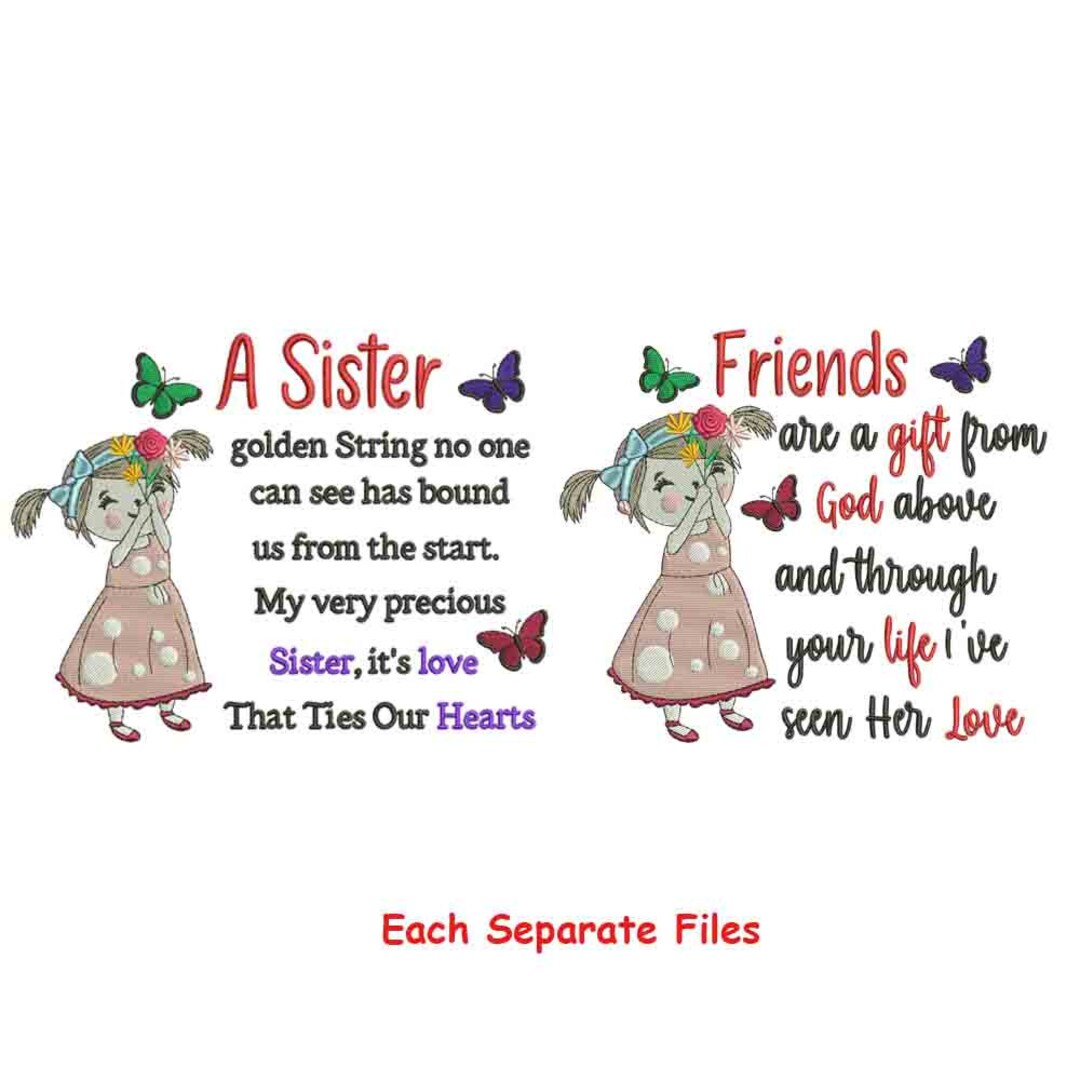 A Sister Golden Strings & Friends Gift Machine Embroidery Design ...