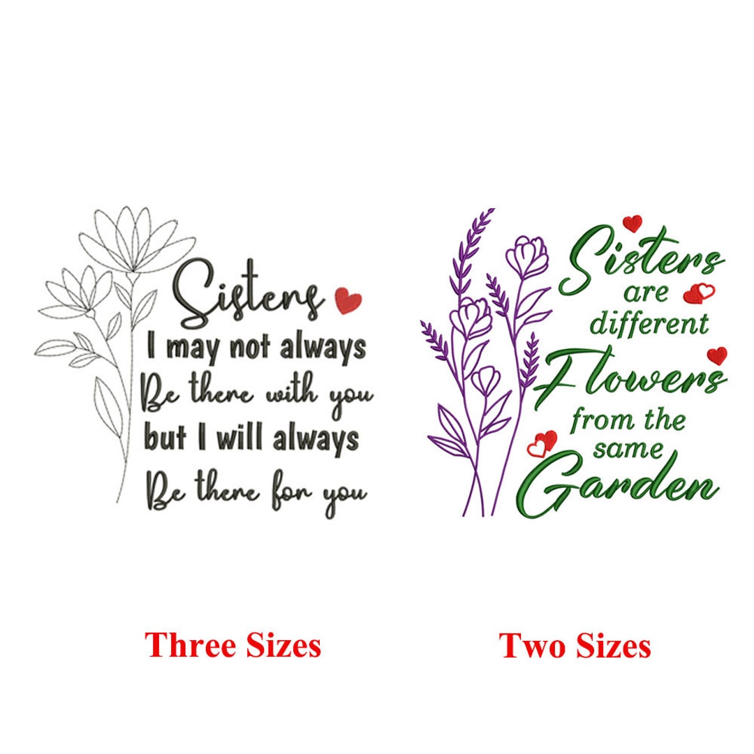 Sister Flowers Machine Embroidery Design (digital Download) - Etsy