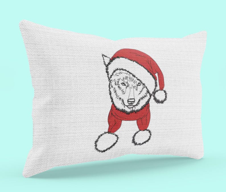 Santa Wolf Christmas Embroidery Design | Festive Machine Embroidery ...