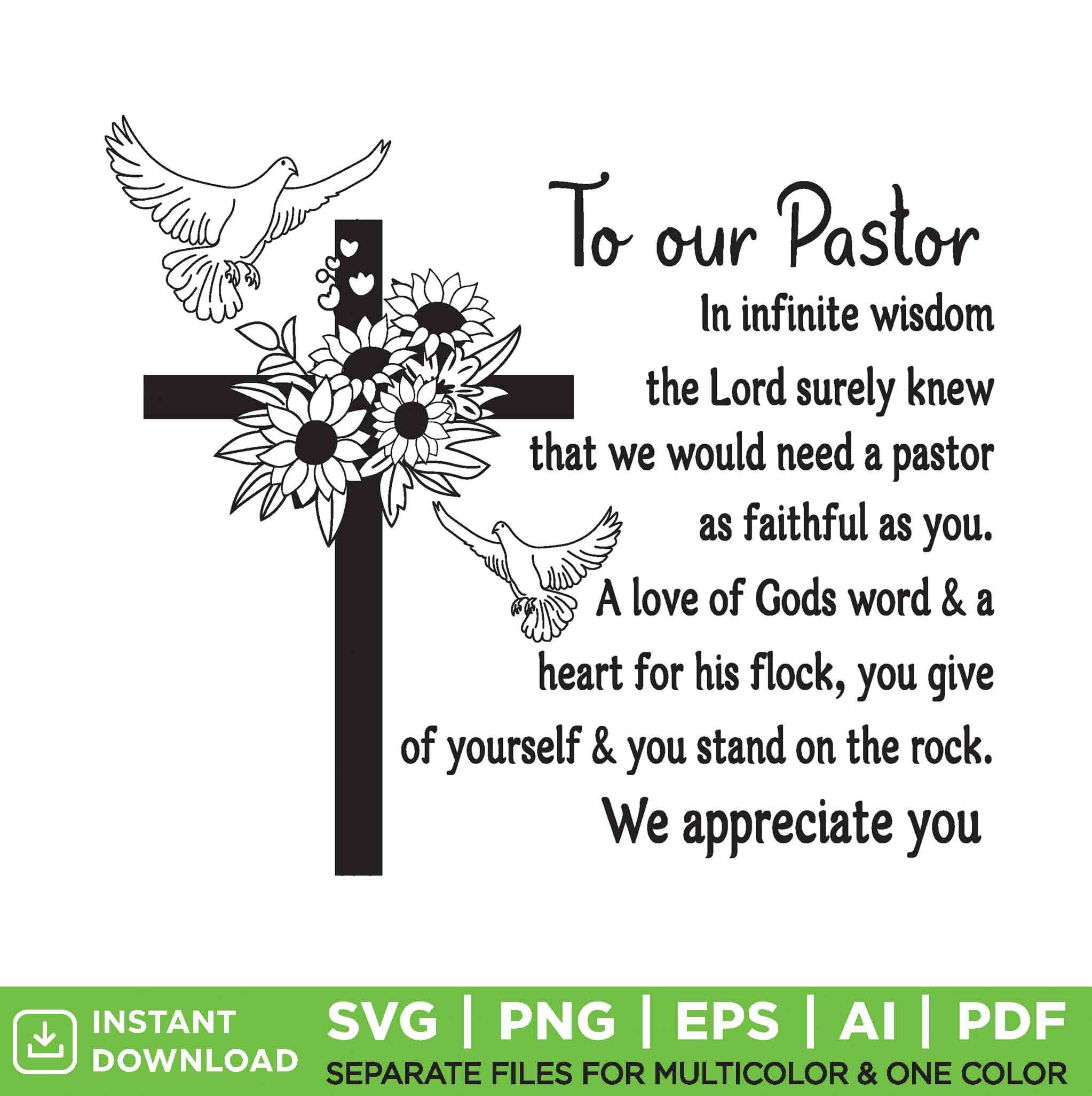 Pastor Appreciation Cross With Dove SVG, PNG (instant Download) - Etsy ...