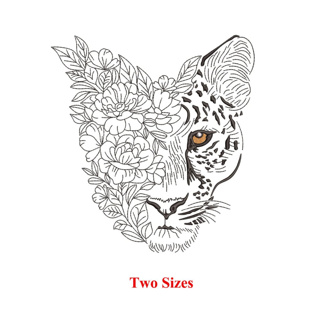 Floral Tiger Face Machine Embroidery Design / Tiger Face / Animal ...