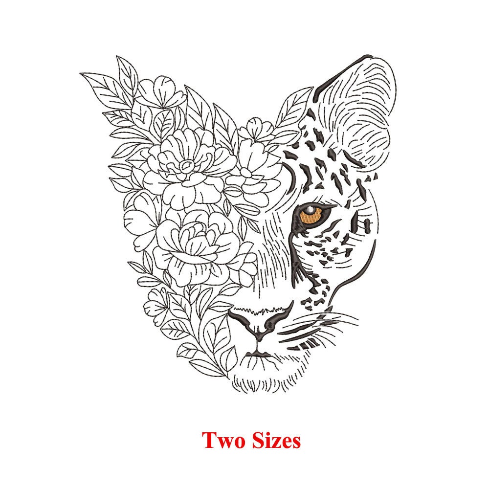 Floral Tiger Face Machine Embroidery Design / Tiger Face / Animal ...