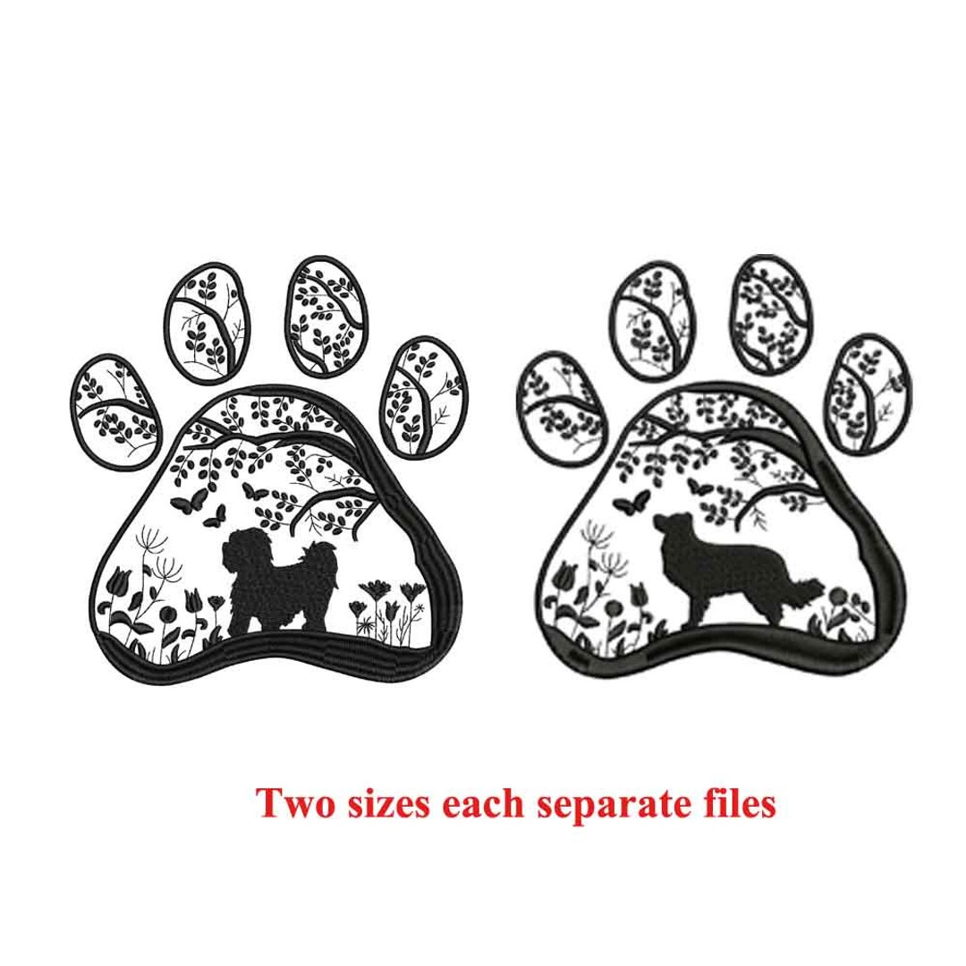 Border Collie Paw With Trees Machine Embroidery Design / Dog Paw / Pets ...