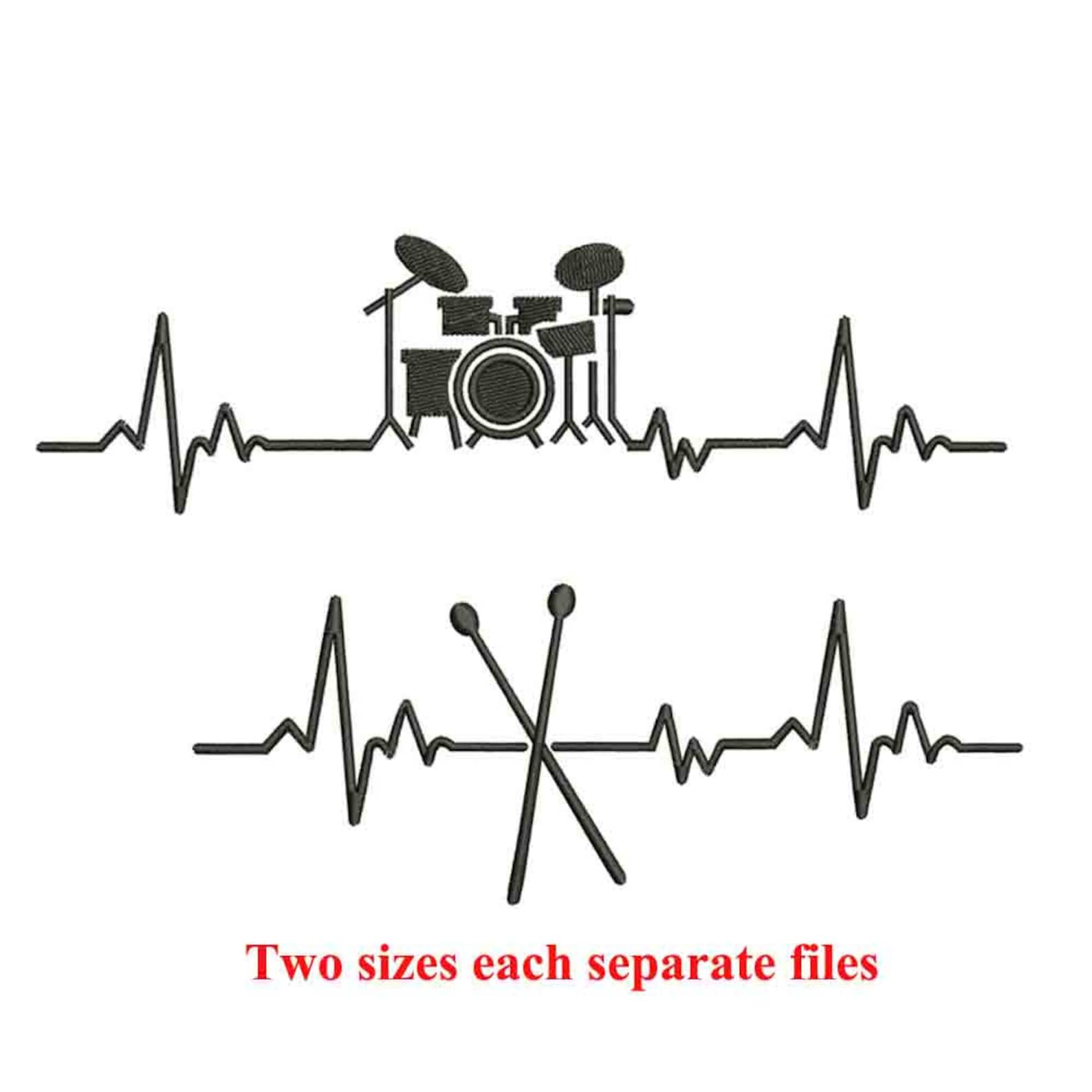 Heartbeat Drum & Drumstick Machine Embroidery Design / Heartbeat ...