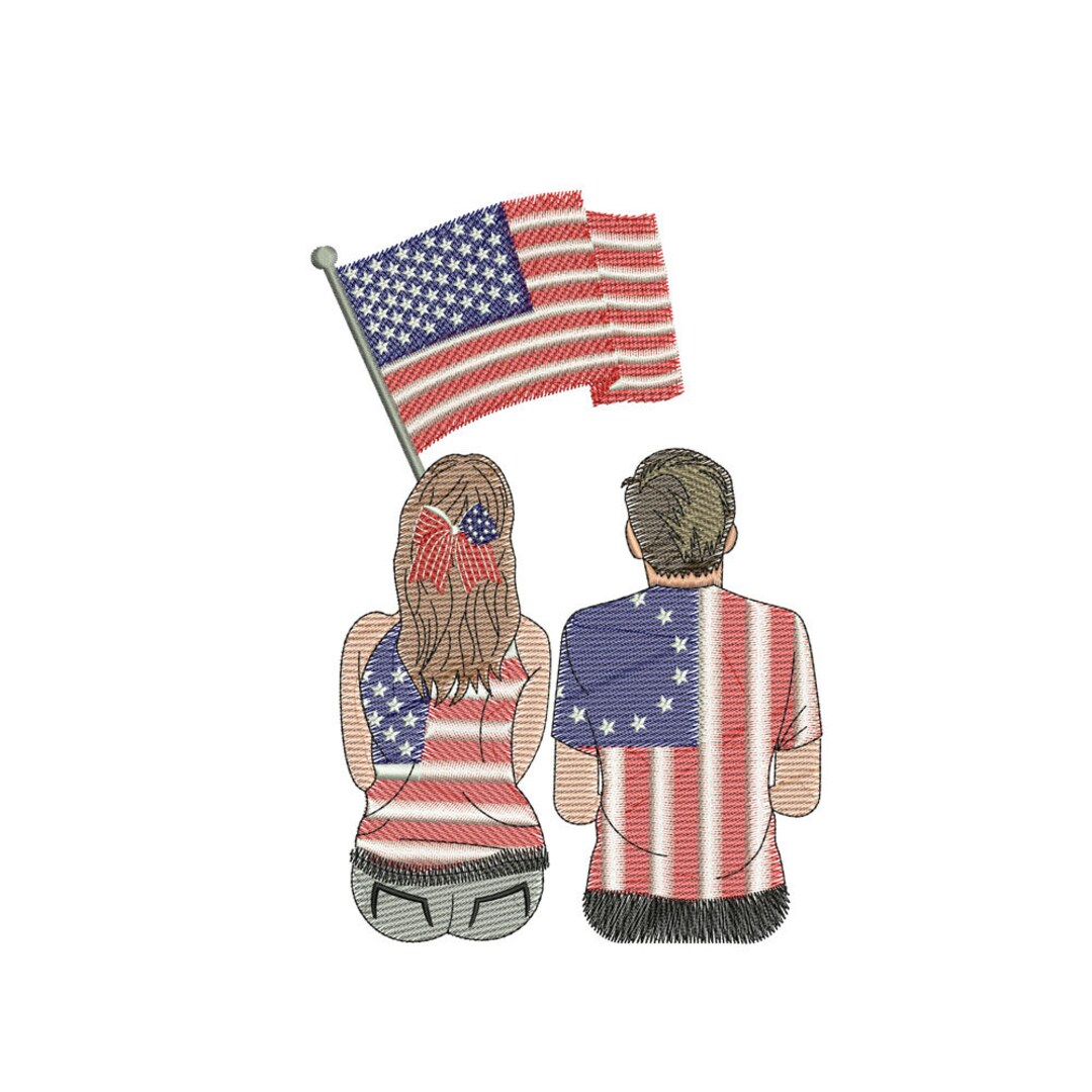 USA Flag Sibling Machine Embroidery Design / July4th Celebration - Etsy