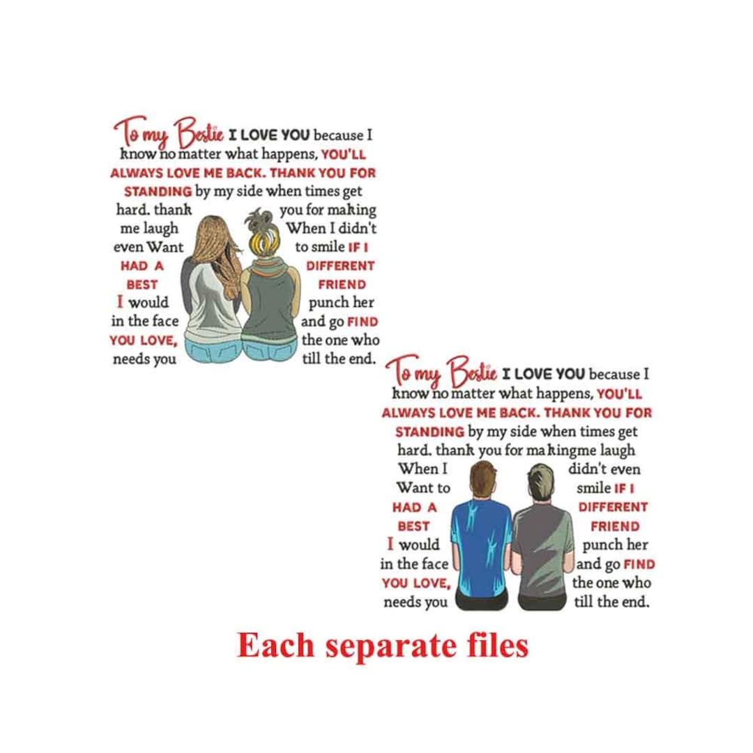 To My Bestie Girls and Bestie Boy Friend Machine Embroidery Design ...