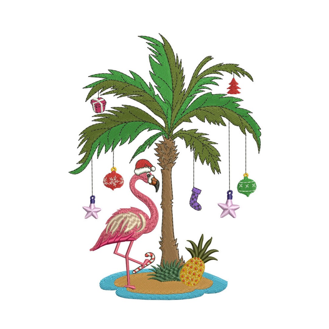 Flamingo Christmas Machine Embroidery Design | Tropical Holiday Cheer ...