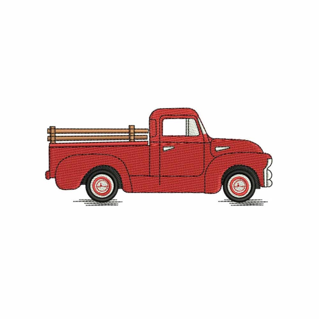 Red Vintage Truck Machine Embroidery Design / Vintage Truck / Red Truck ...