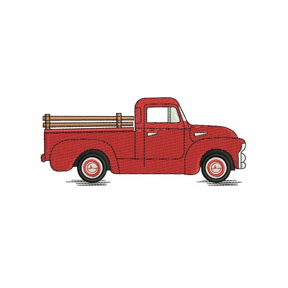 Red Vintage Truck Machine Embroidery Design / Vintage Truck / - Etsy