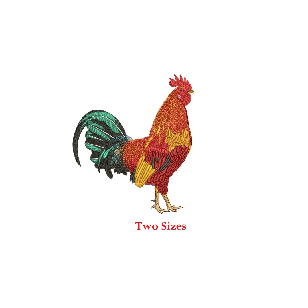 Colorful Rooster Machine Embroidery Design, 4x4 & 6x10 Hoop (digital ...