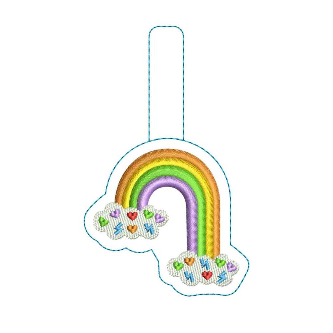 ITH Rainbow Key Fob Machine Embroidery Design / Rainbow Cloud / Key Fob ...