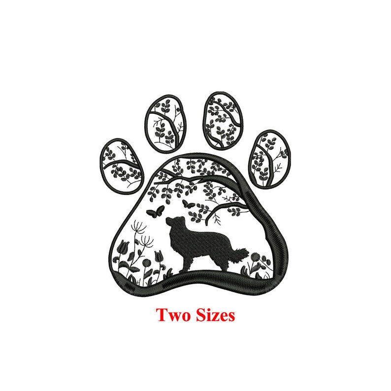 Border Collie Paw With Trees Machine Embroidery Design / Dog - Etsy