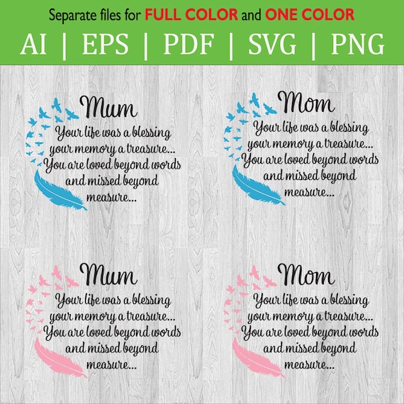 Mom & Mum Remembrance SVG Cut File / Memory Quotes Circuit / | Etsy