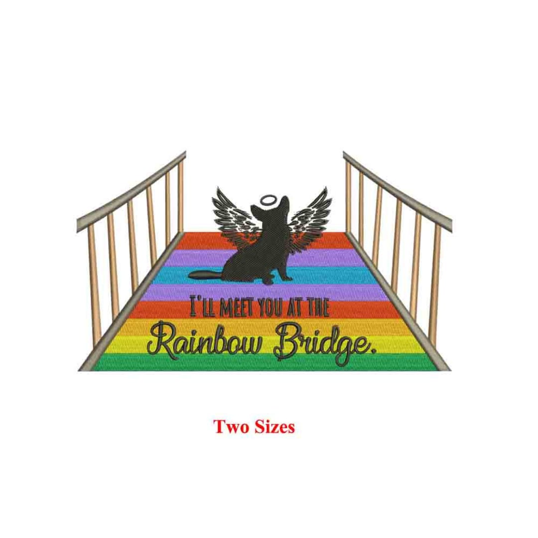 Rainbow Bridge Corgi Dog With Angel Wings | Embroidery Design | 4x4 ...