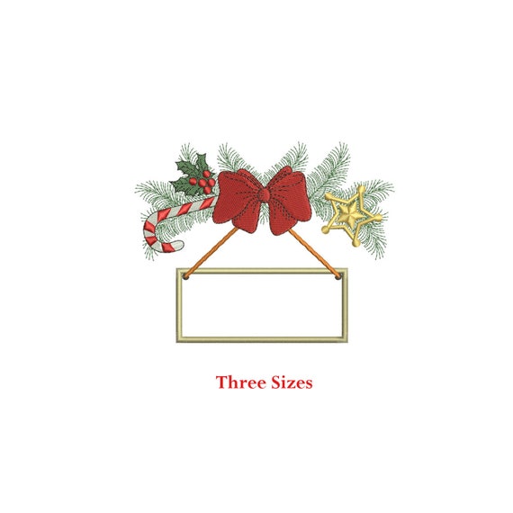 Christmas Bow Frame Machine Embroidery Design / Merry | Etsy