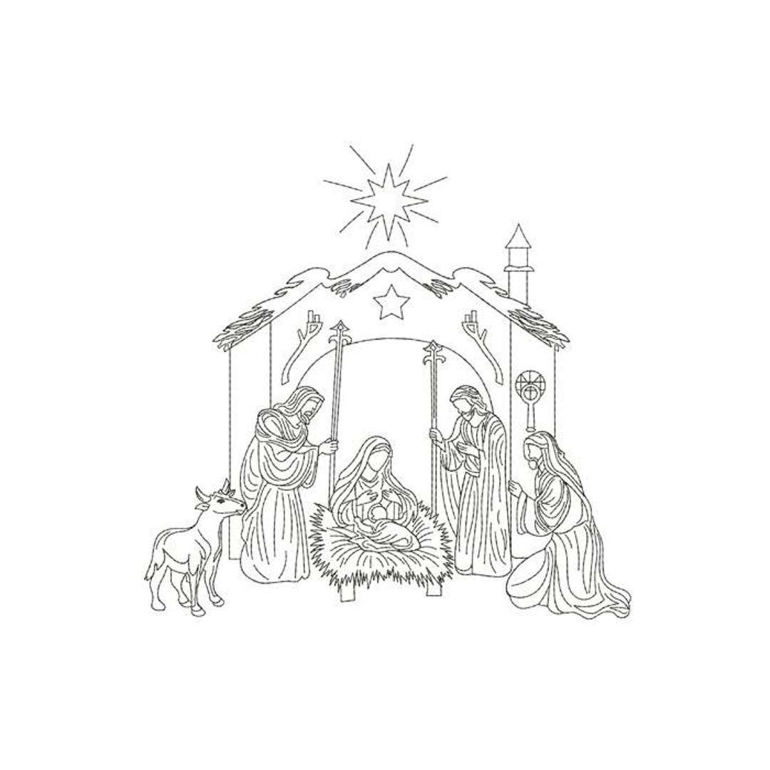 Nativity Scene Machine Embroidery Design | Christmas Holiday (digital ...