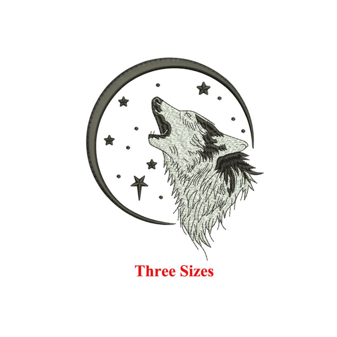 Adventure Howling Wolf Moon Machine Embroidery Design / Adventure Wolf ...