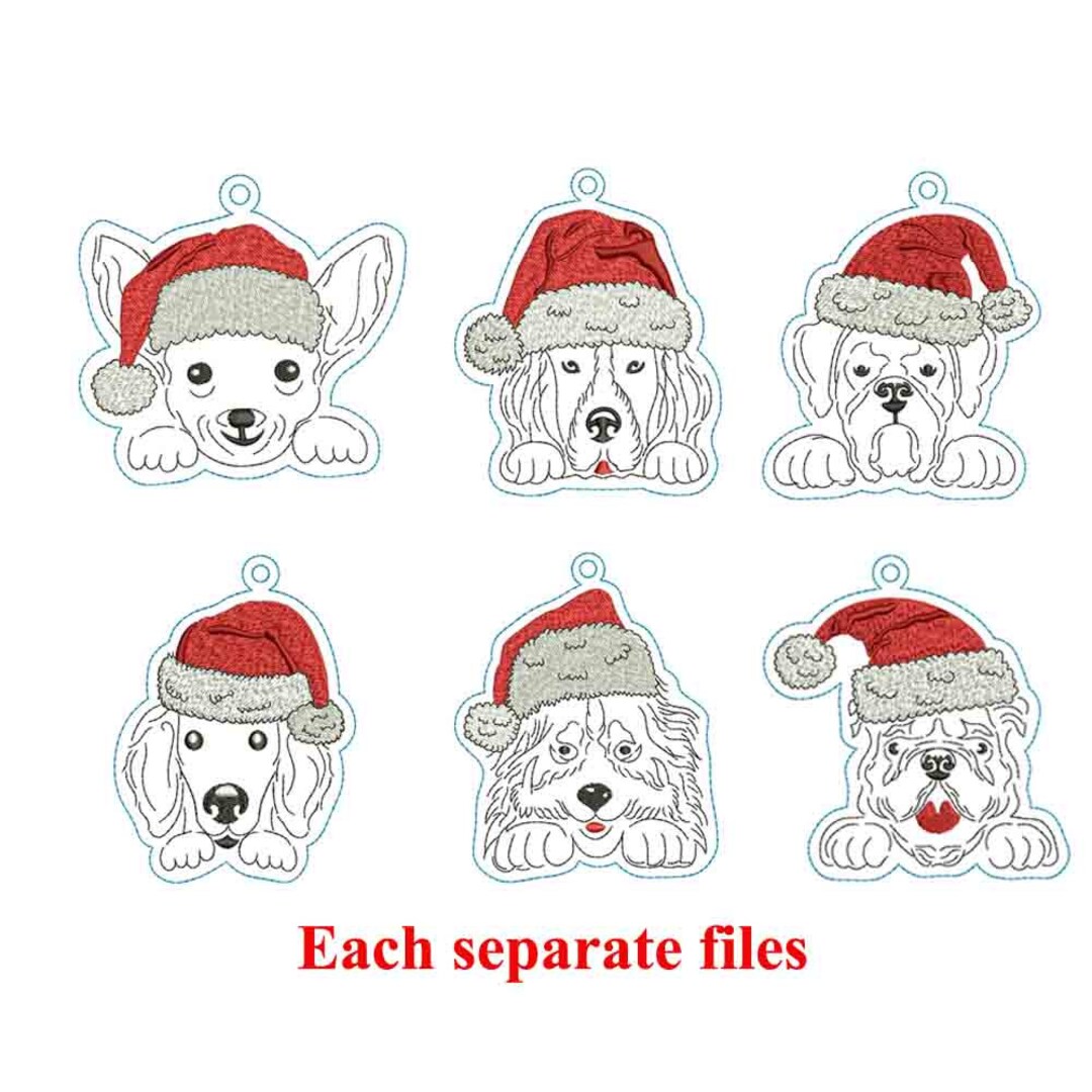 Christmas Dog With Santa Hat Machine Embroidery Design (digital ...