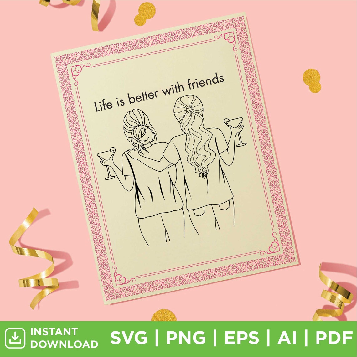 Friends Line Art SVG, Sister PNG, Besties Clipart (digital Download) - Etsy