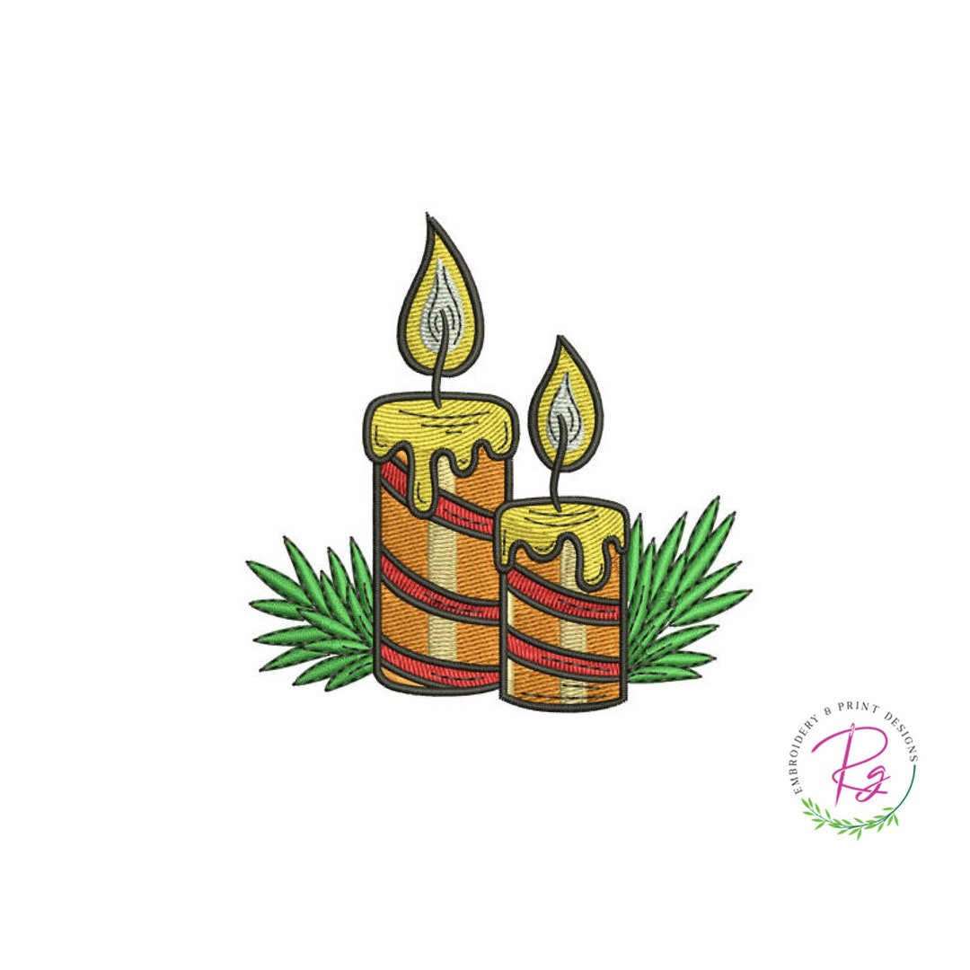 Candle Embroidery Design, Festive Machine Embroidery (digital Download ...