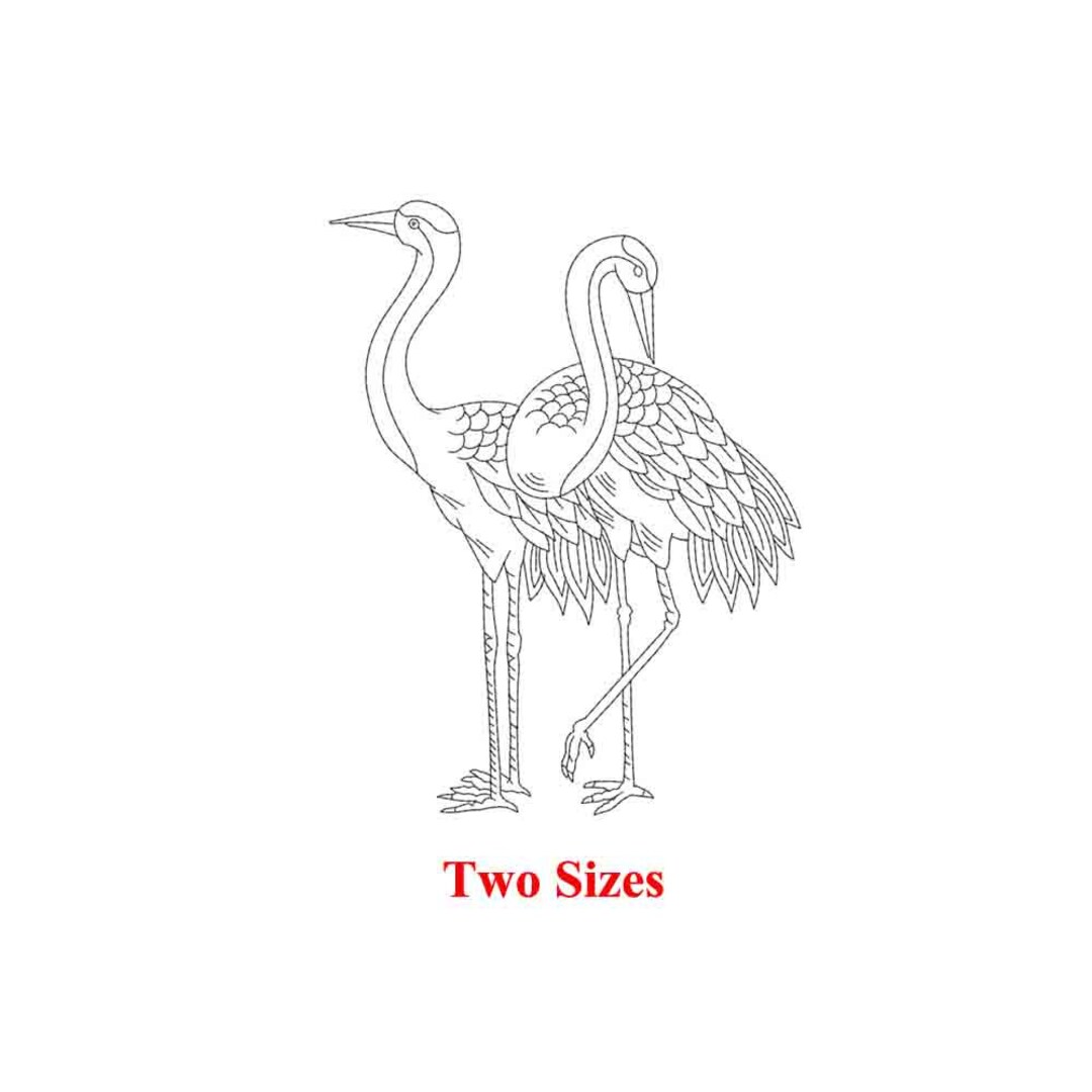 Crane Line Art Embroidery Design - Elegant Birds - 2 Sizes Included - Etsy