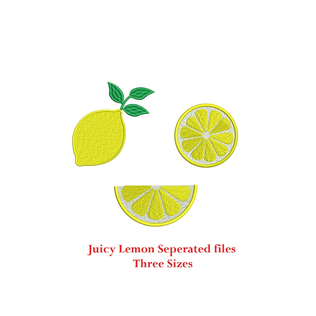 Juicy Lemon Slices Machine Embroidery Design / Citrus Fruit / Lemon ...