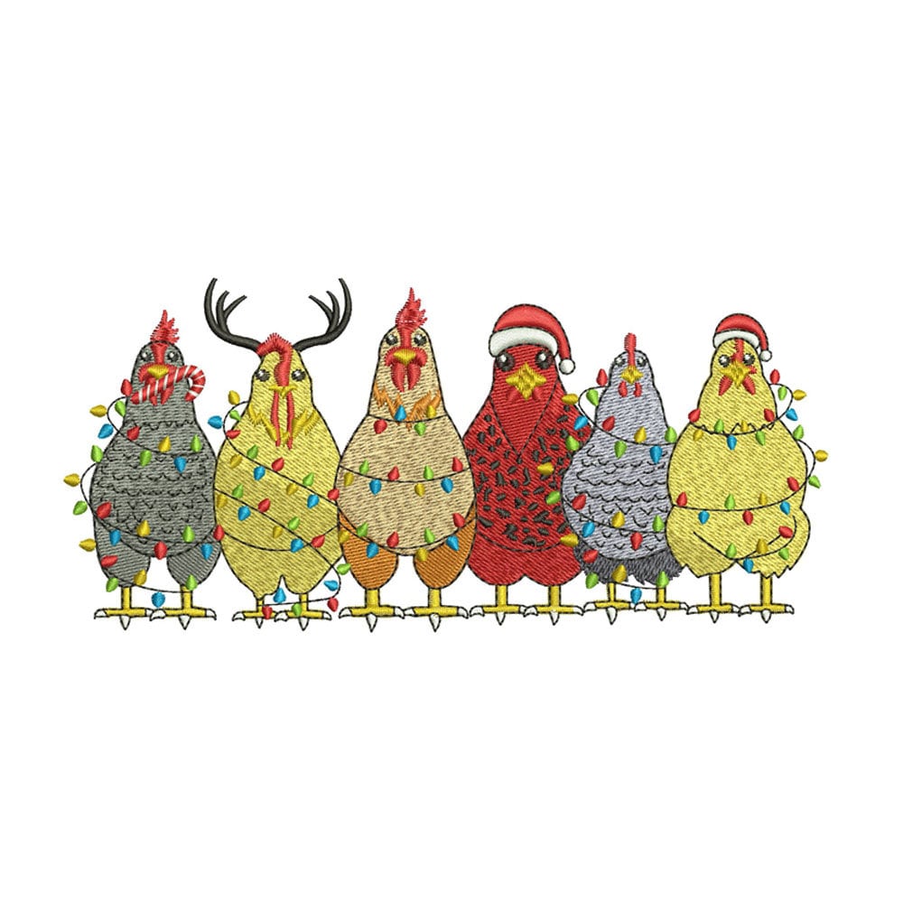 Christmas Chicken Machine Embroidery Design (5x7 Inch) - Etsy