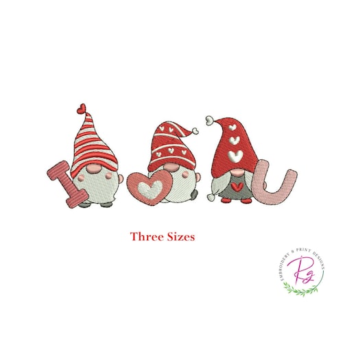 Gnome Love Valentine Day Machine Embroidery Design / | Etsy