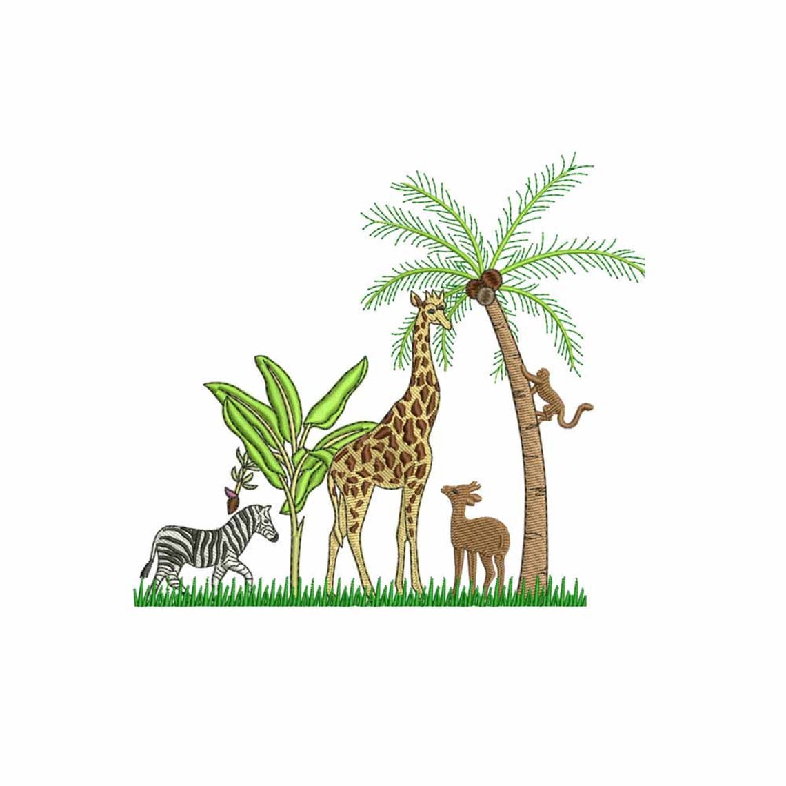 Jungle Animals Machine Embroidery Design (5x7 Inch) (digital Download ...