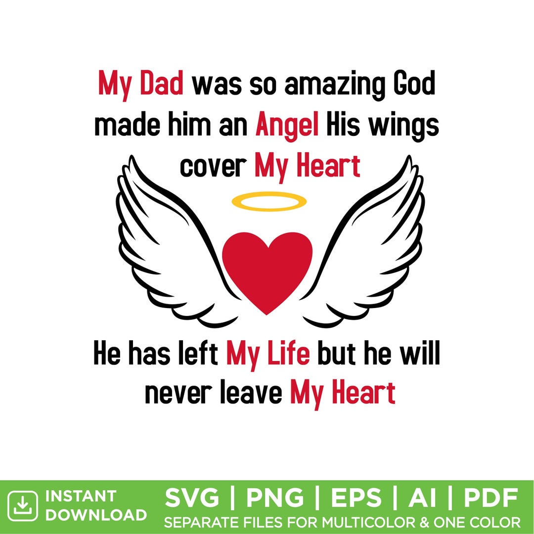 Dad Remembrance Machine Embroidery Design, Angel Wings (digital ...